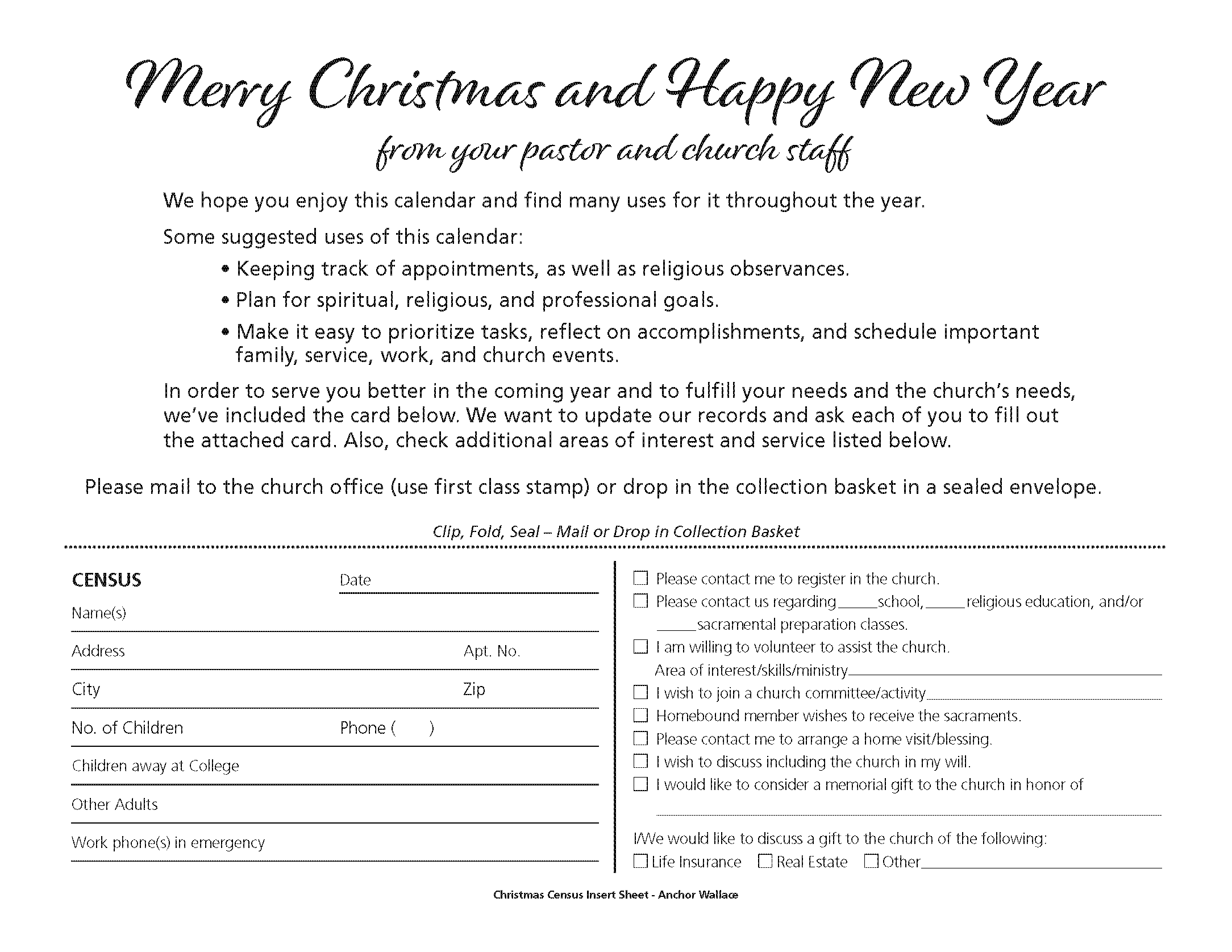 Christmas Census Insert Sheet (Optional) - anchor store Christmas Census Insert Sheet (Optional) - anchor store